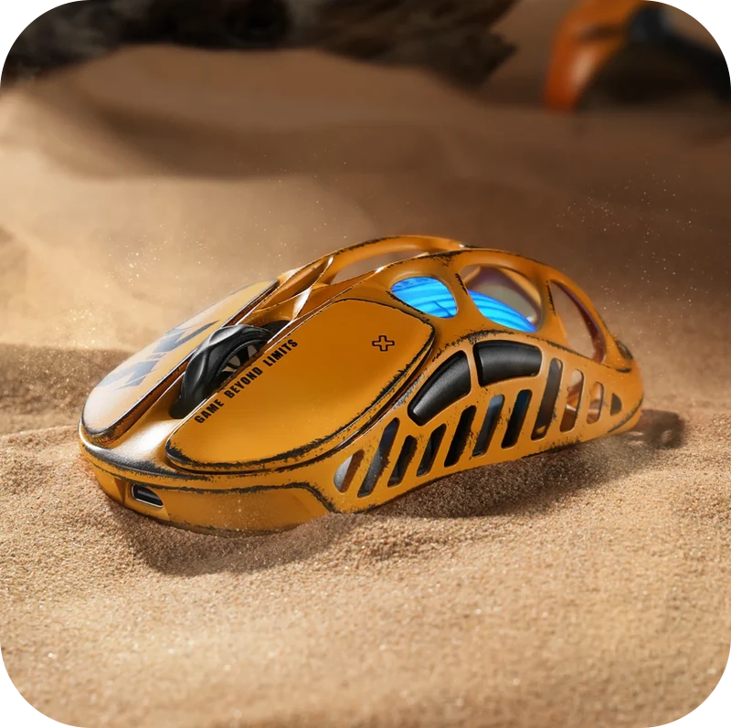 GravaStar Mercury X Battle Worn-Yellow 8K Wireless Gaming Mouse ...